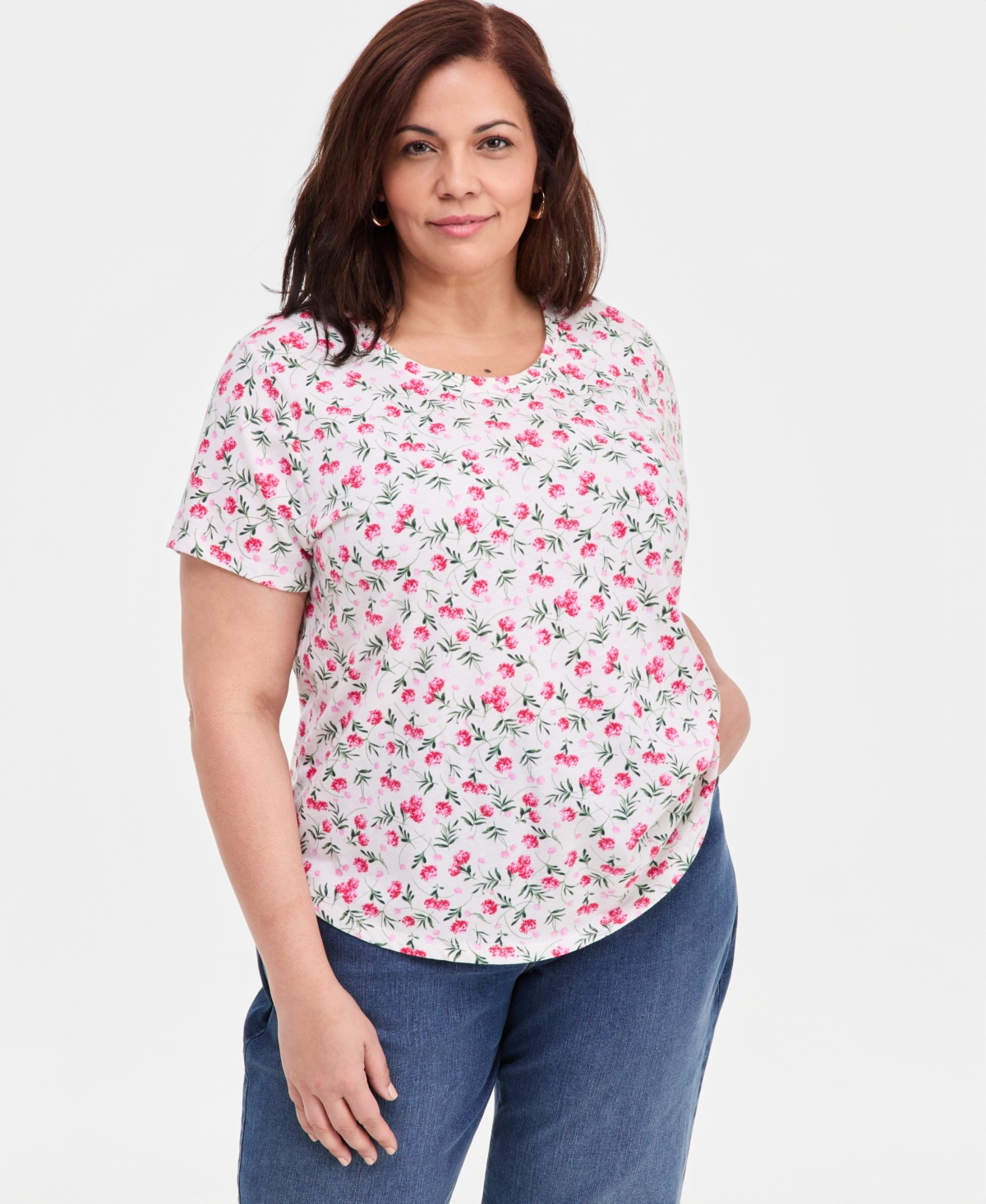 Click here for Style & Co Plus Size Perfect Crewneck Short-Sleeve... prices