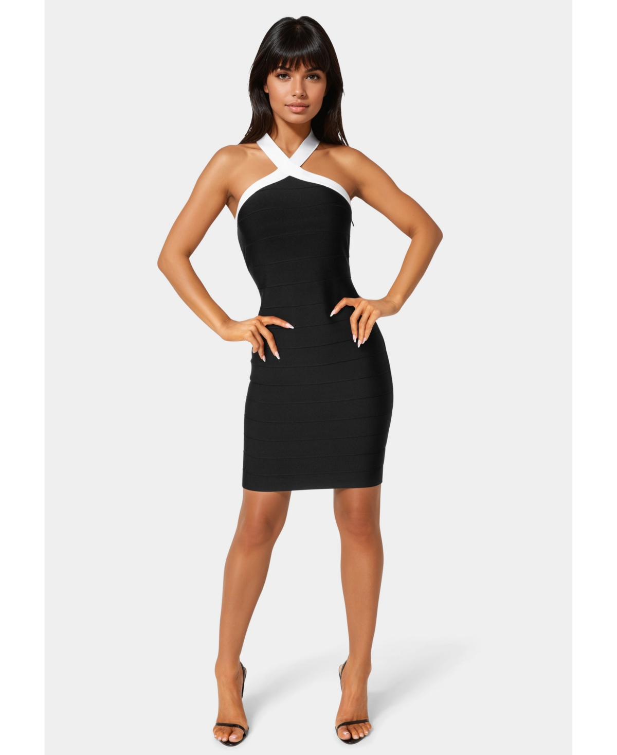 Click here for Bebe Womens Mesh Open Back Midi Dress - Black whit... prices