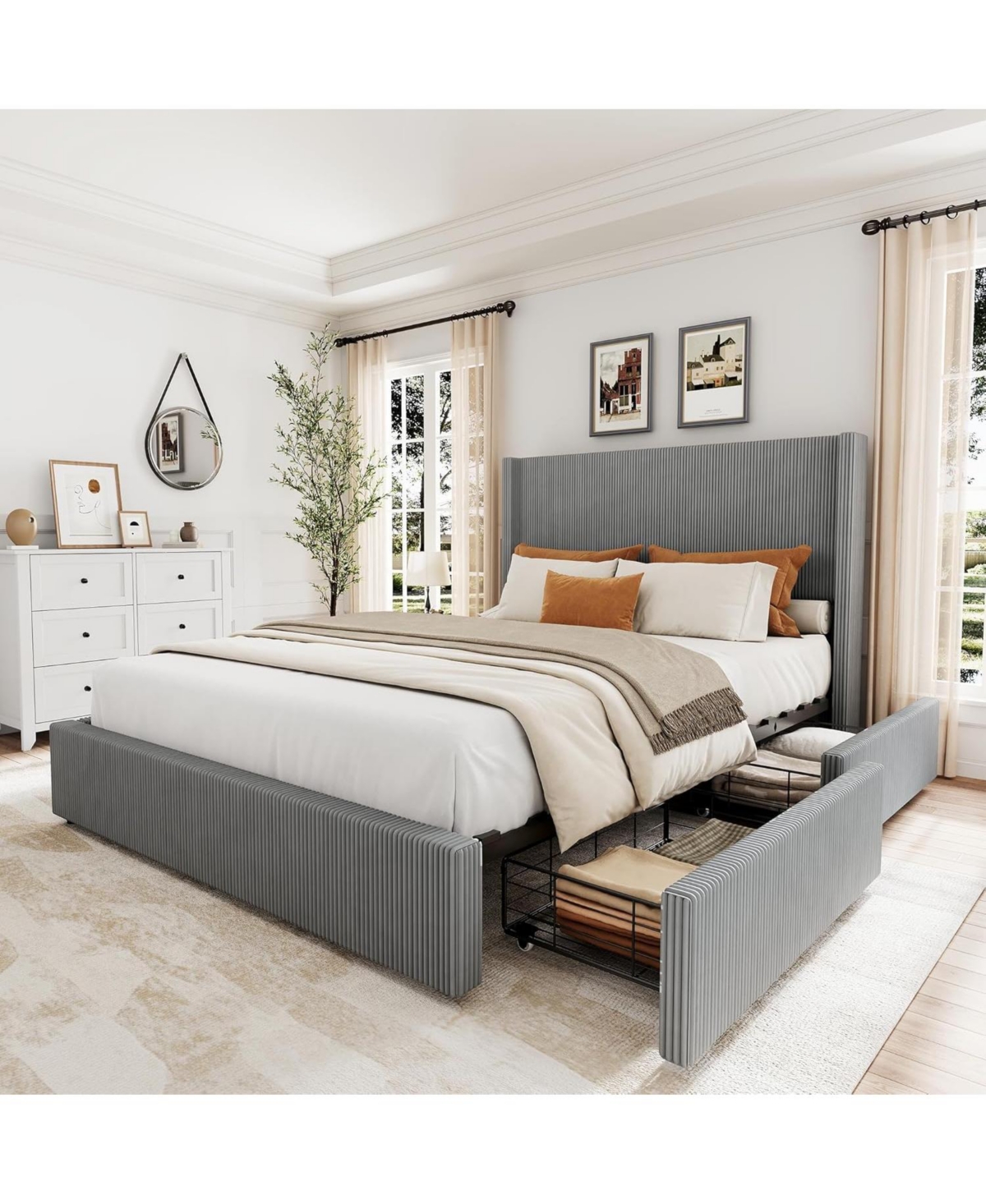 Click here for gaomon Queen Bed Frame with 4 Storage Drawers  Cor... prices