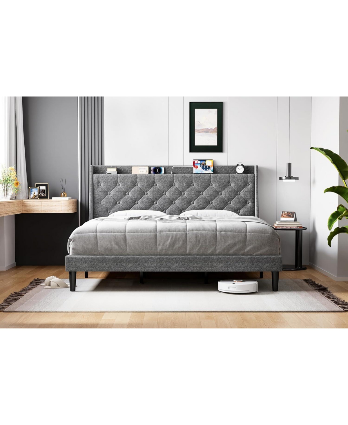 Click here for Gaomon Full Size Upholstered Bed Frame  Usb Ports... prices