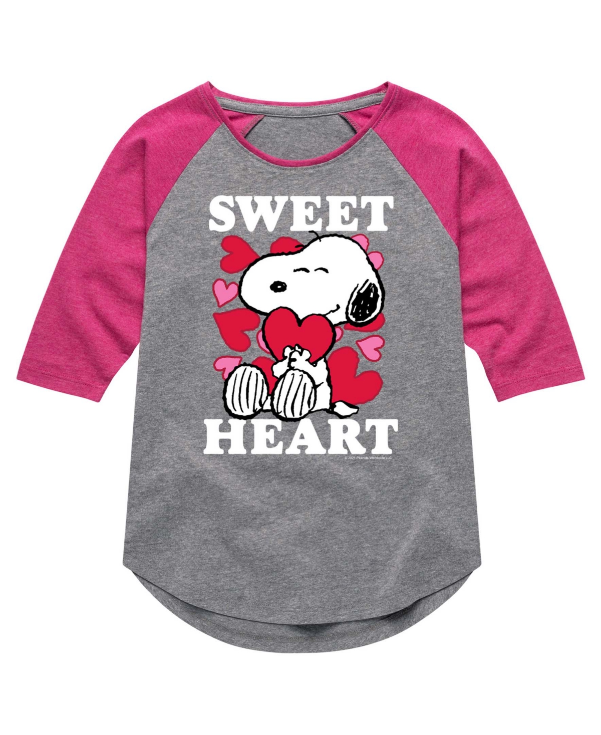 Click here for Peanuts Girls 7-16 Snoopy Sweet Heart Raglan T-Shi... prices