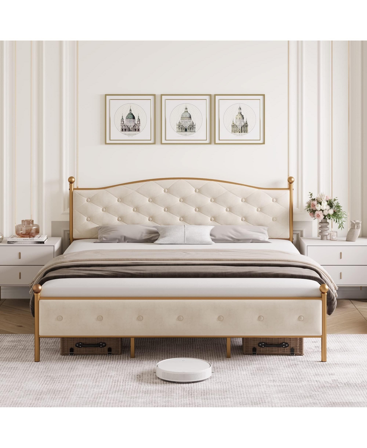 Click here for gaomon King Bed Frame with Headboard Heavy Duty Me... prices