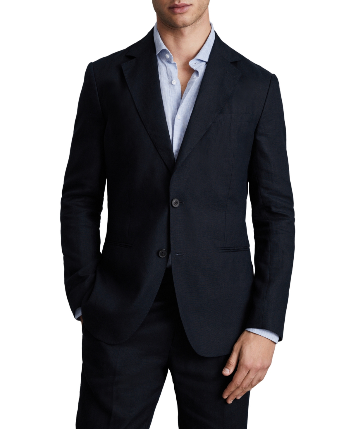 Click here for Reiss Mens Tailored-Fit Single-Breasted Linen Blaz... prices