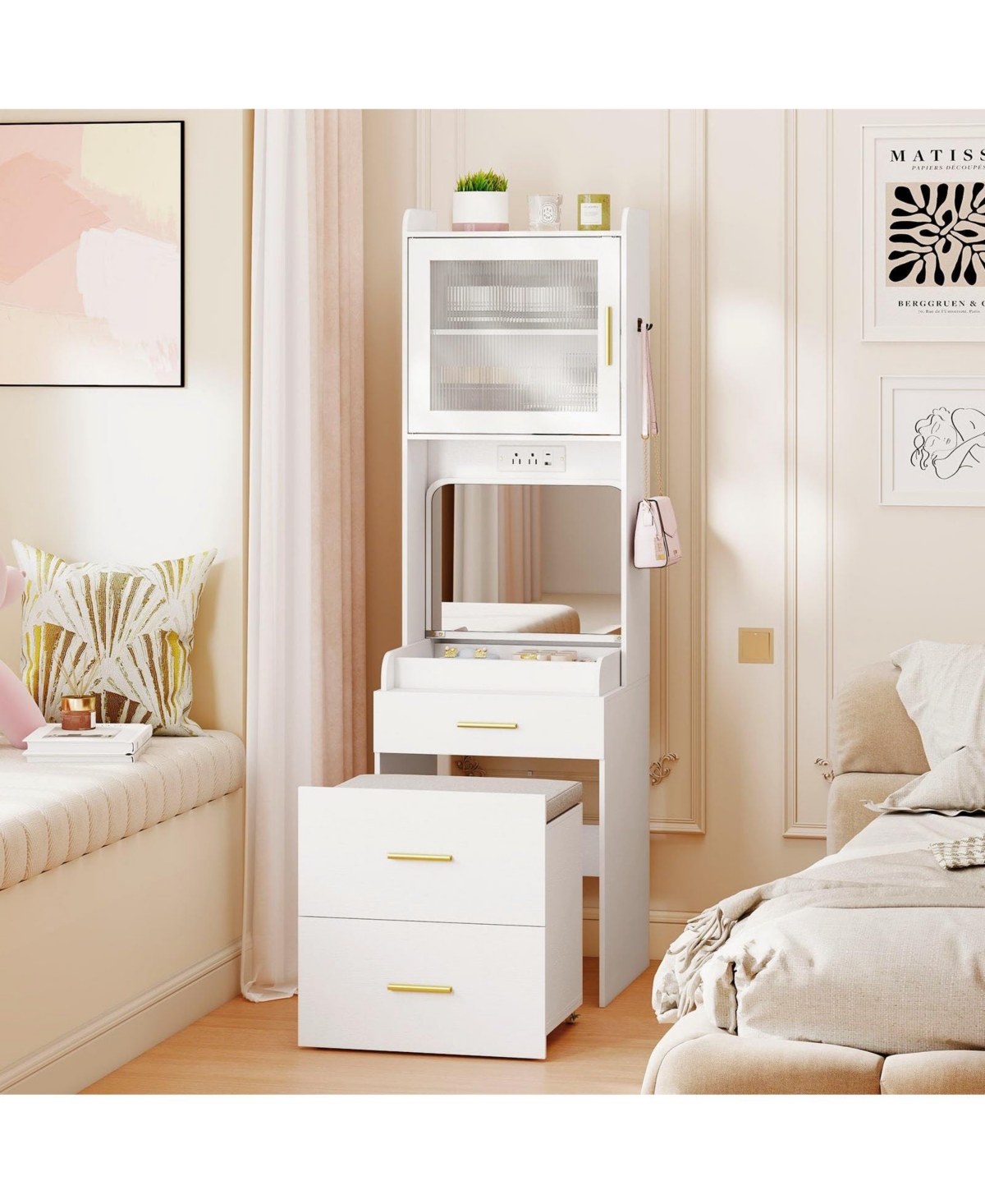 Click here for Volenca Makeup Vanity with Power Outlets and Flip-... prices