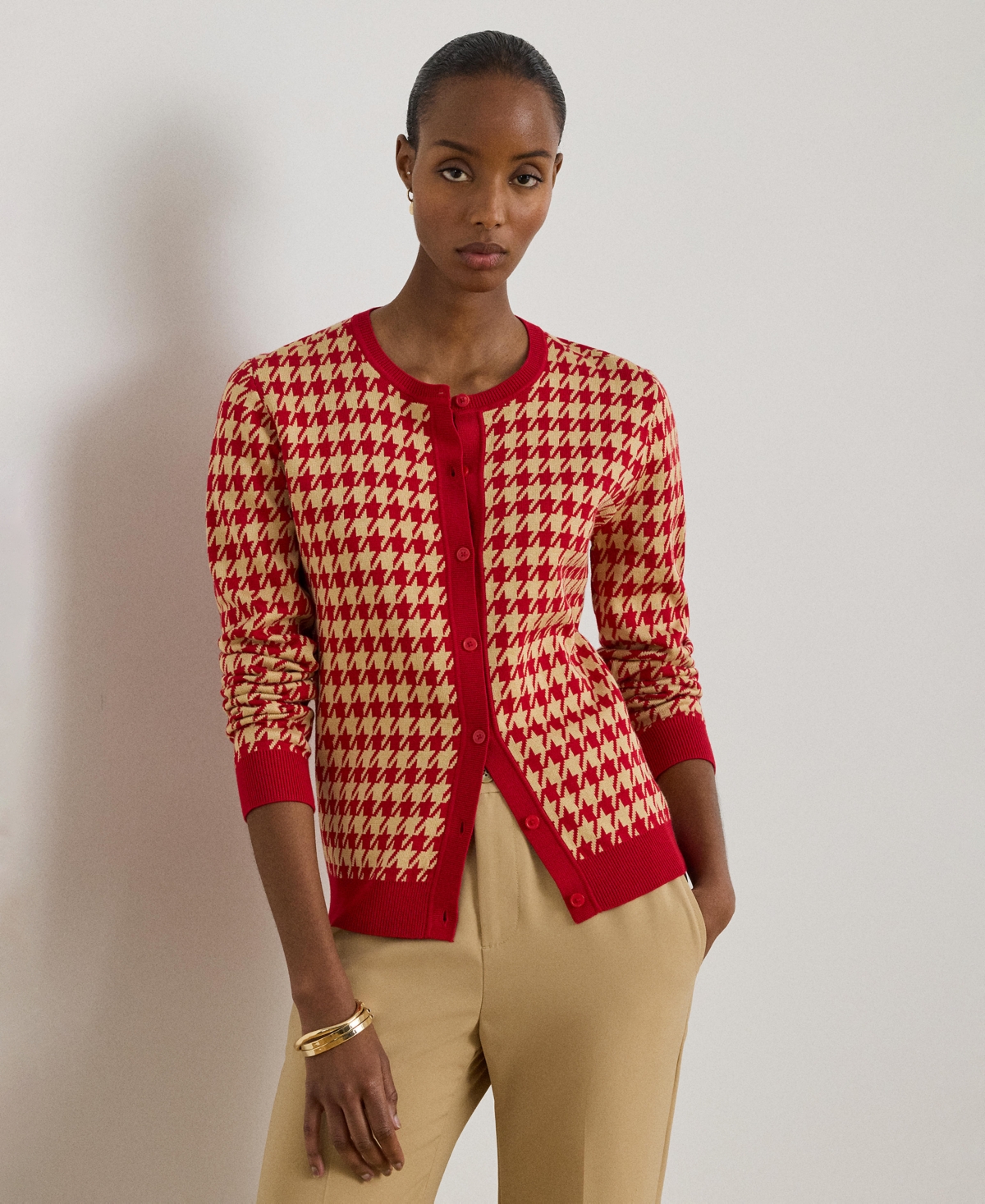 Click here for Lauren Ralph Lauren Womens Houndstooth Jacquard Cr... prices