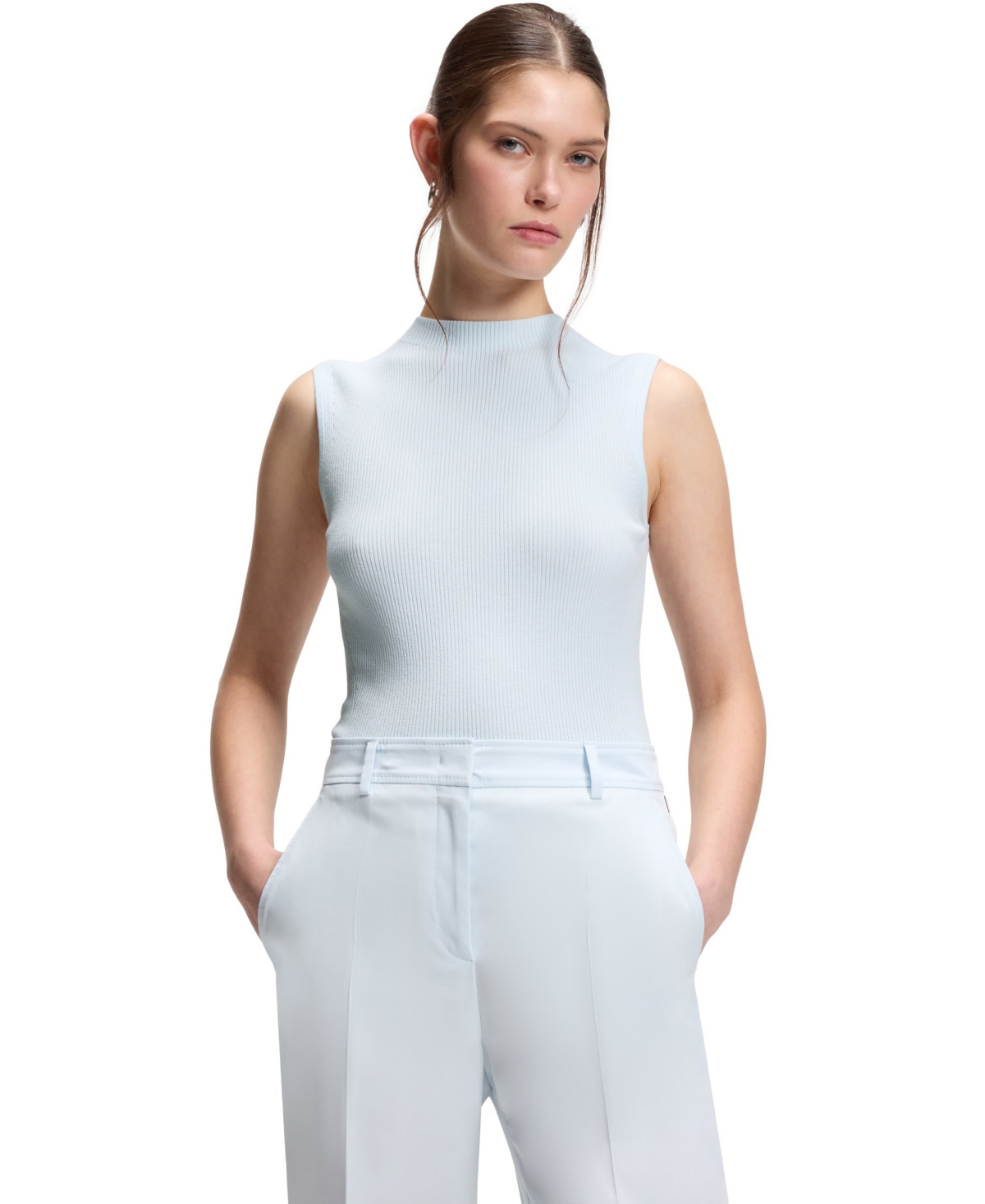 Click here for Boss by Hugo Boss Womens Mock Neckline Ribbed-Knit... prices