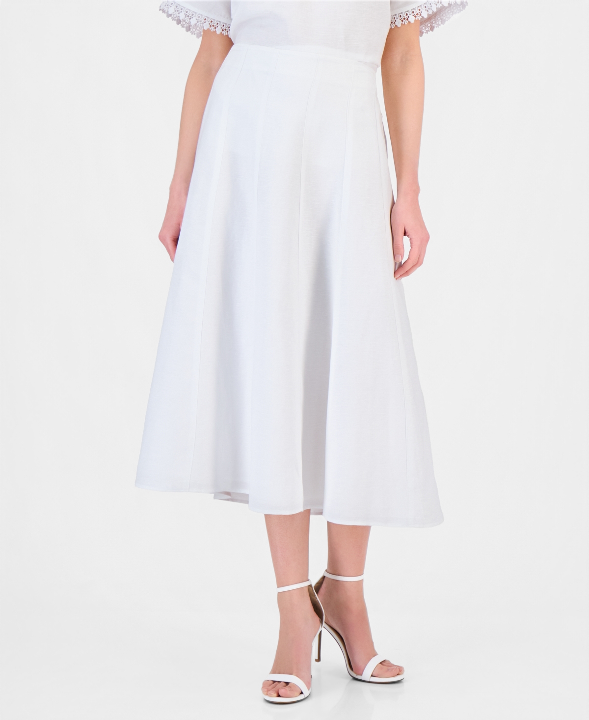 Click here for Anne Klein Womens Linen-Blend Pull-On A-Line Midi... prices
