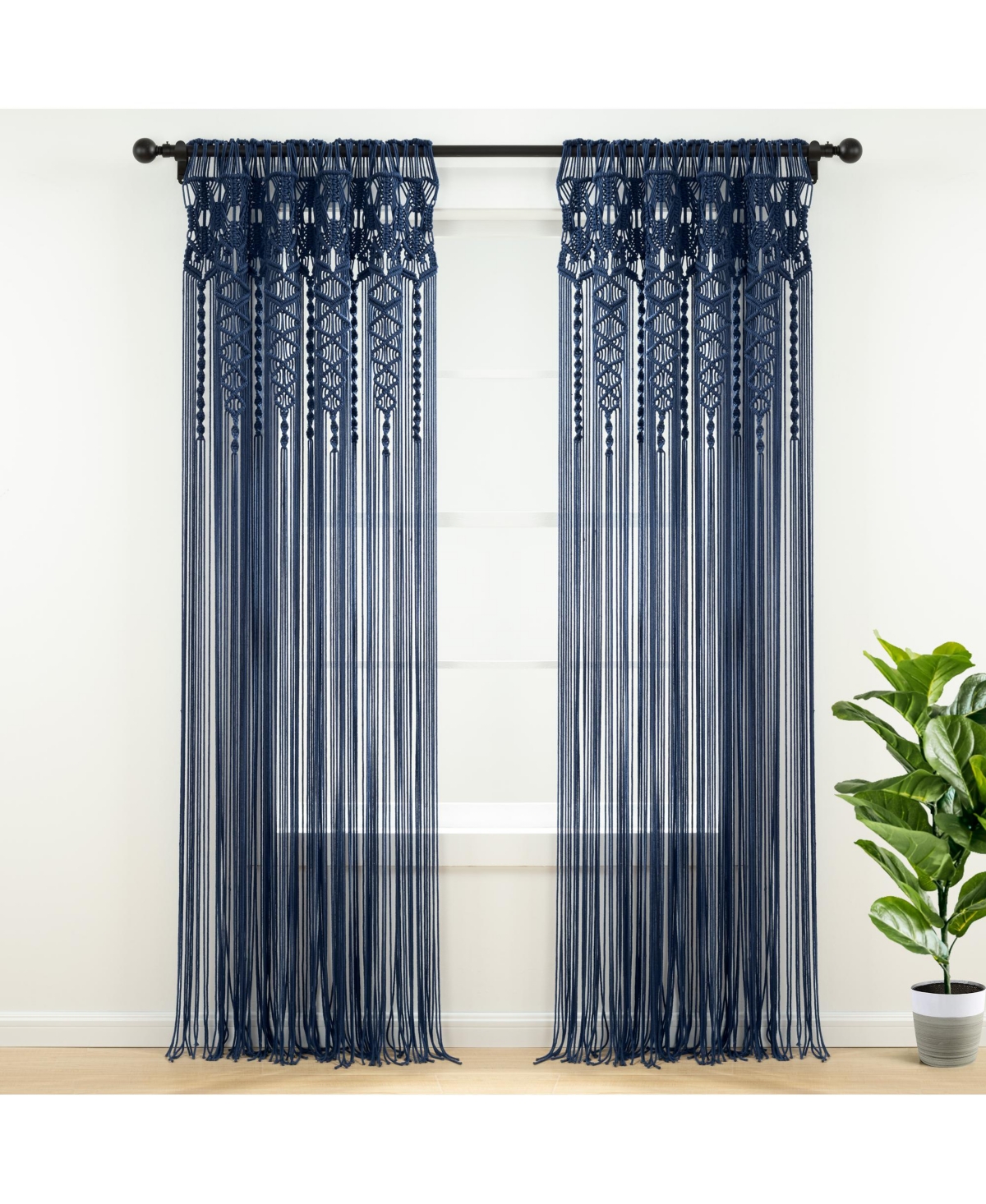 Click here for Lush Decor Boho Macrame Textured Cotton Window Cur... prices