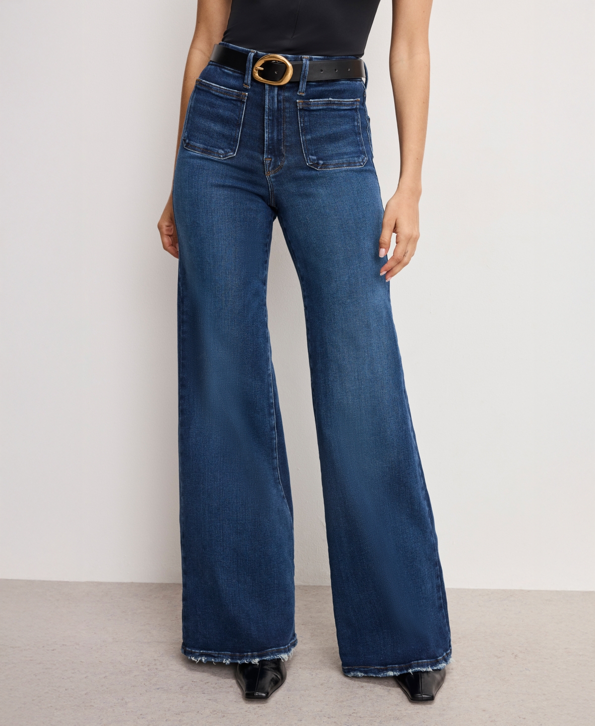 Click here for Good American Womens Wide-Leg Palazzo Jeans - Blue prices