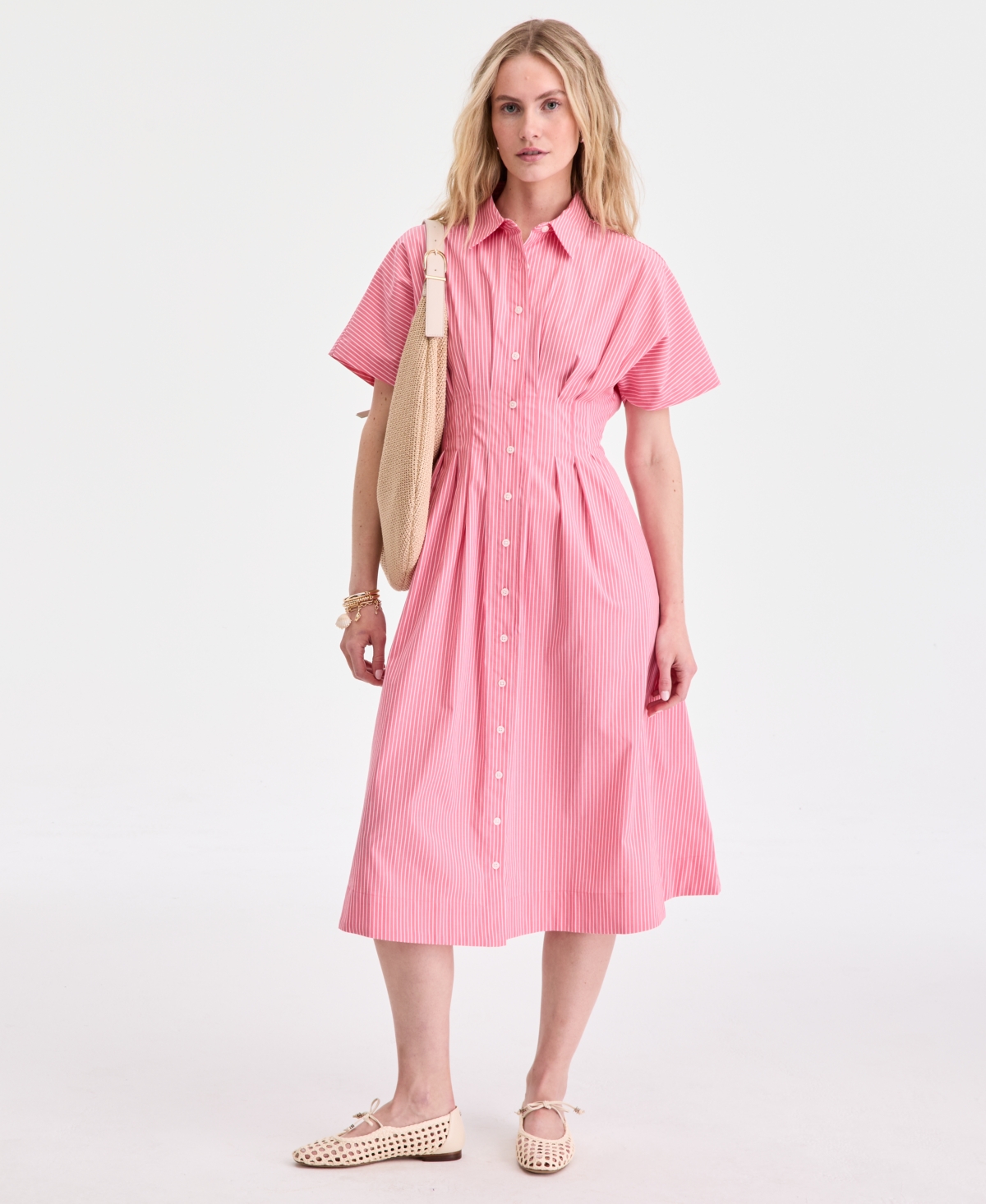Click here for On 34th Womens Pleated Waist Midi Shirtdress  Macy... prices