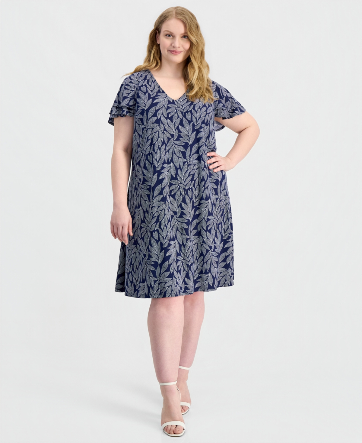 Click here for Anne Klein Essentials Plus Size V-Neck Flutter-Sle... prices