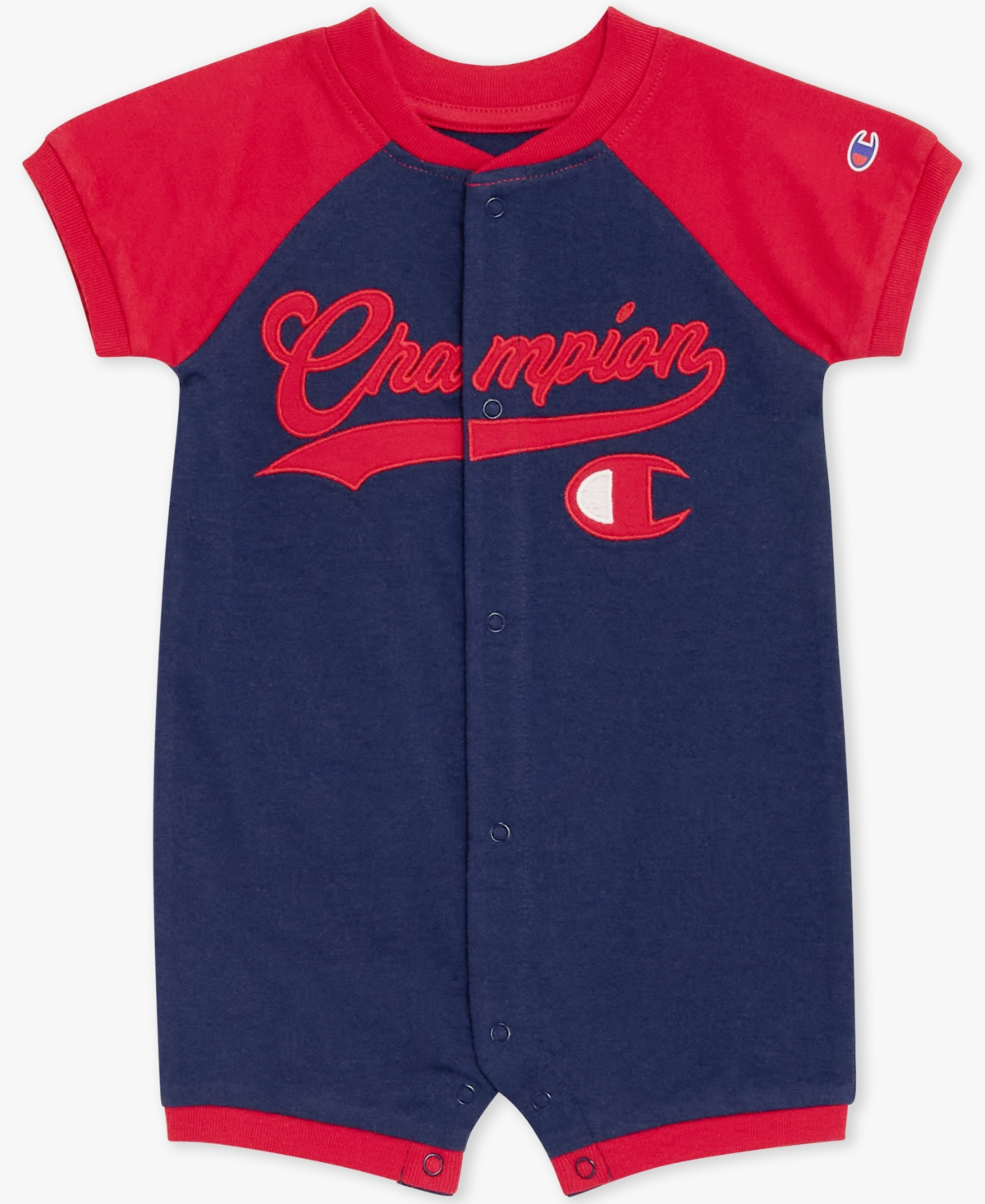 Click here for Champion Baby Boys Snap Front Romper - Navy/Red prices