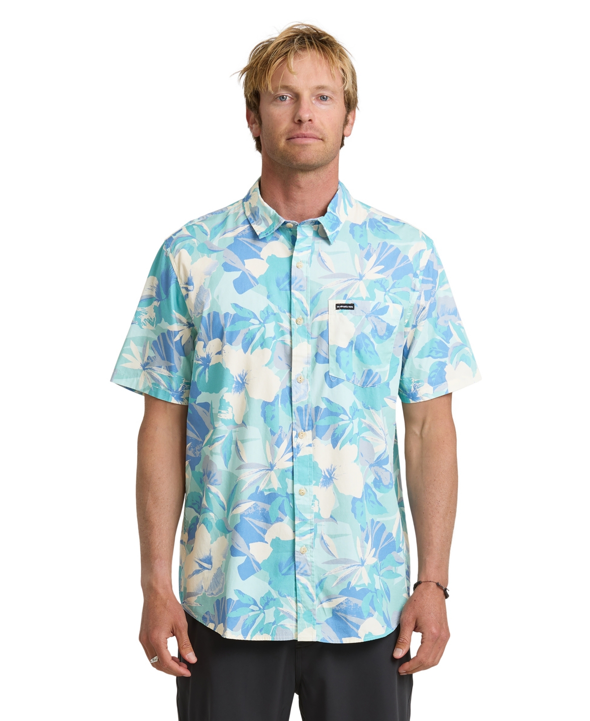 Click here for Quiksilver Mens Floral Short-Sleeve Shirt - Blue H... prices