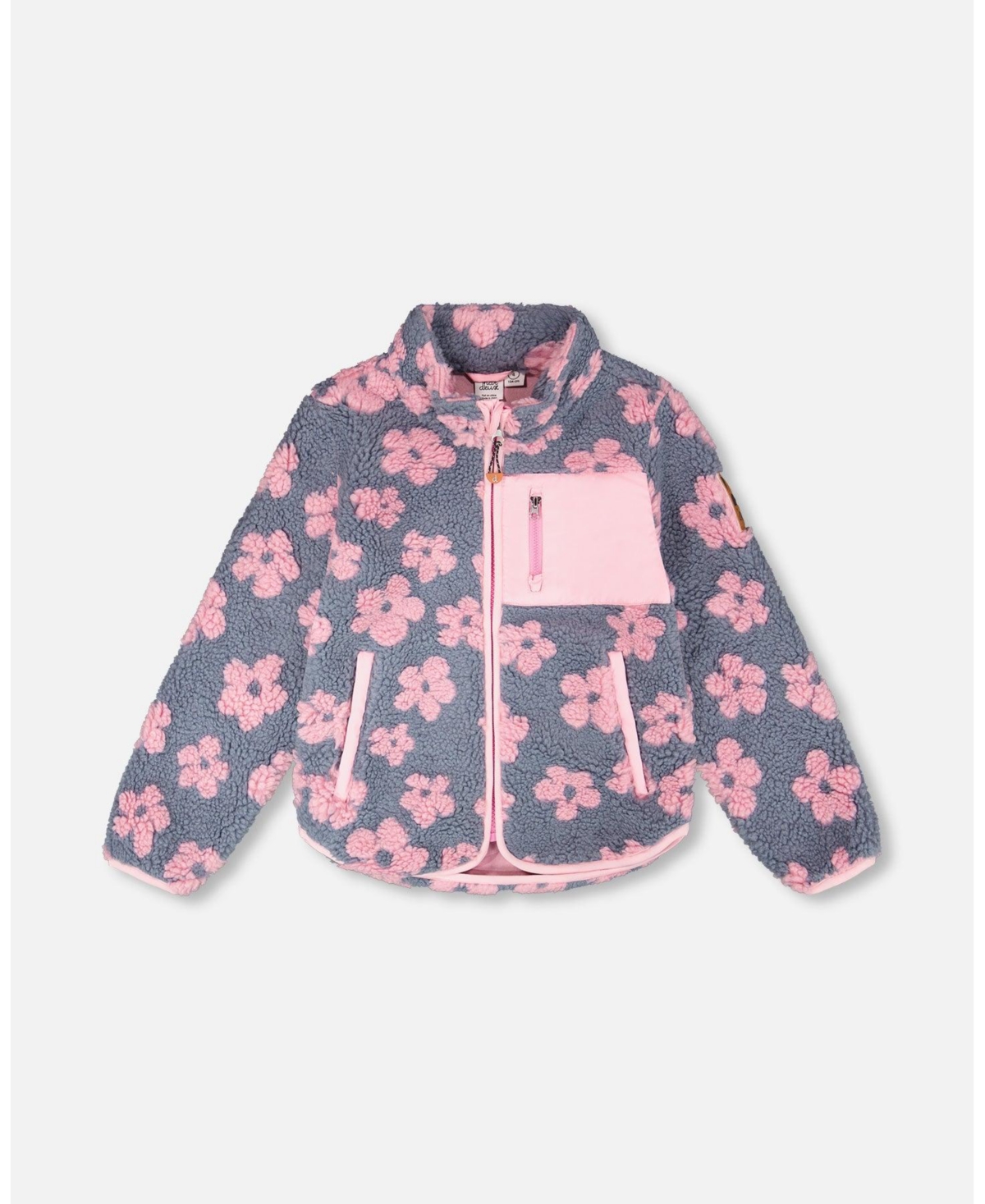 Click here for Deux par Deux Girls Sherpa Jacket Pink Flowers - P... prices
