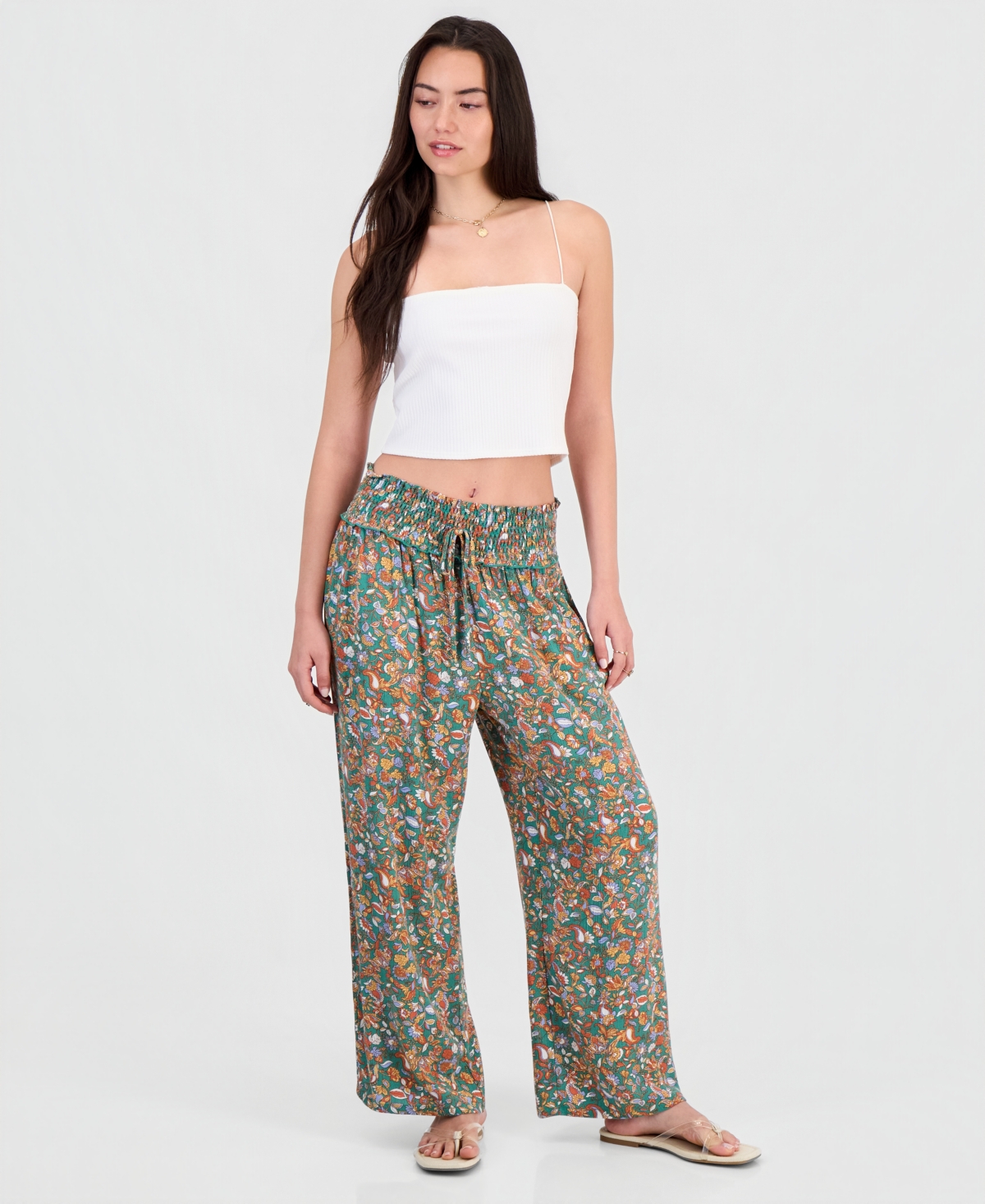 Click here for Kingston Grey Juniors Printed Wide-Leg Pants - Gre... prices