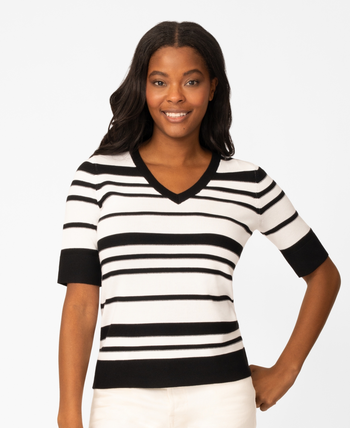 Click here for Melissa Paige Womens Textured Stripe Sweater  Macy... prices
