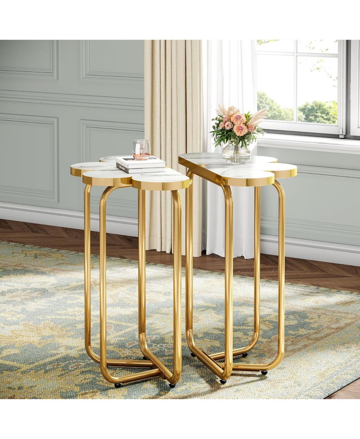 Click here for Tribesigns Narrow Side Table Set of 2  Half-Flower... prices