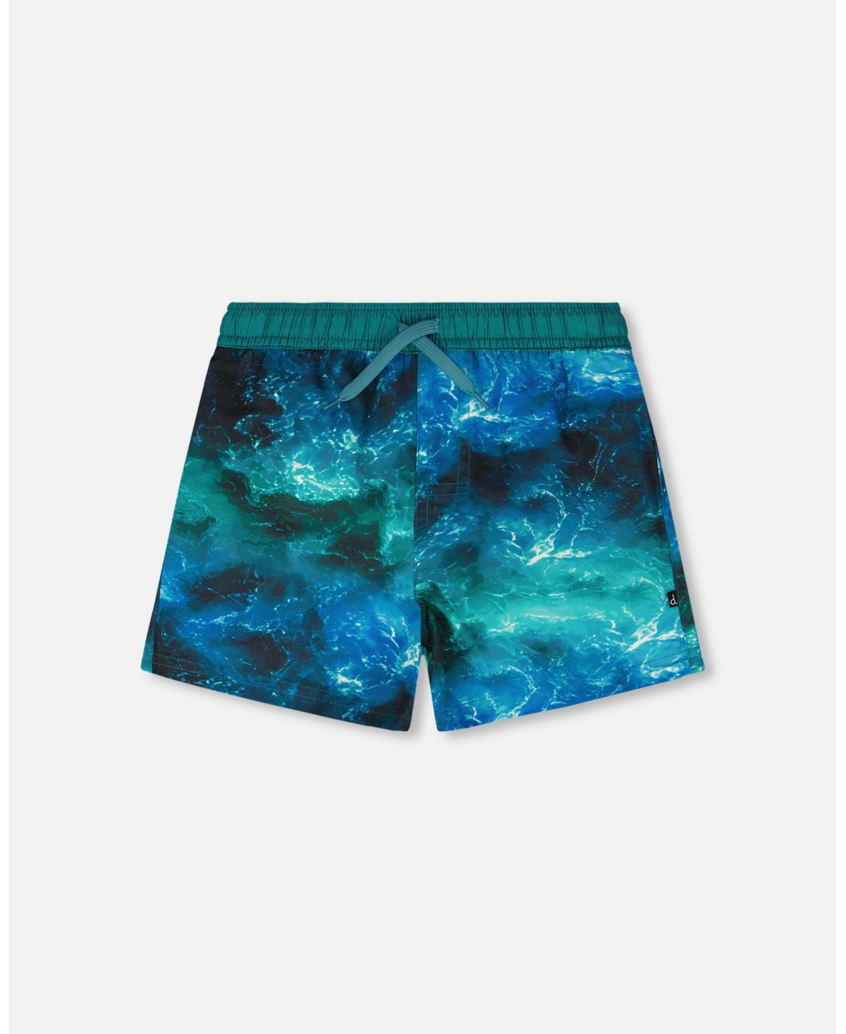 Click here for Deux par Deux Boys Swim Trunks Waves Print - Blue... prices