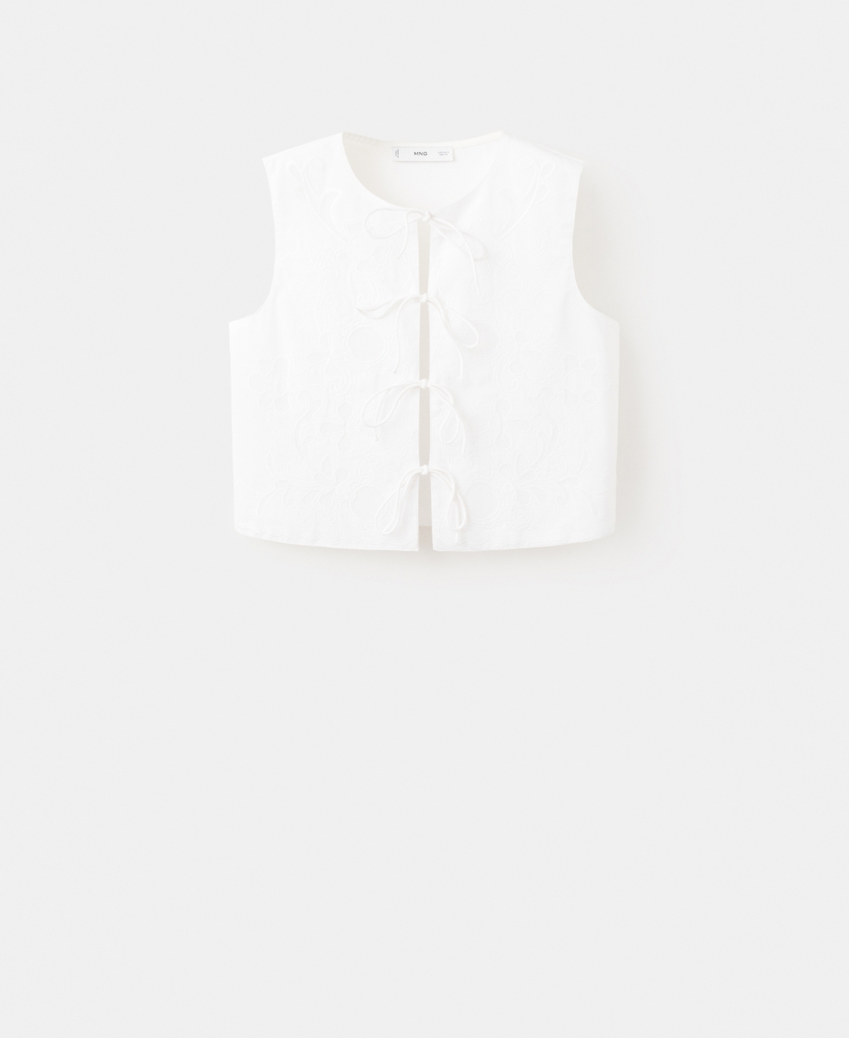 Click here for Mango Womens Bows Embroidered Vest - White prices