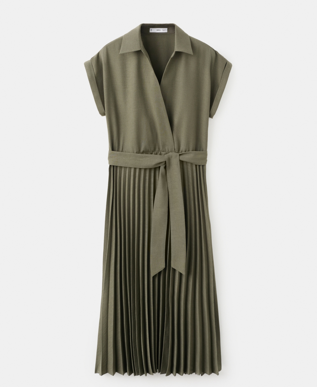 Click here for Mango Womens Pleated Shirt Dress - Khaki prices