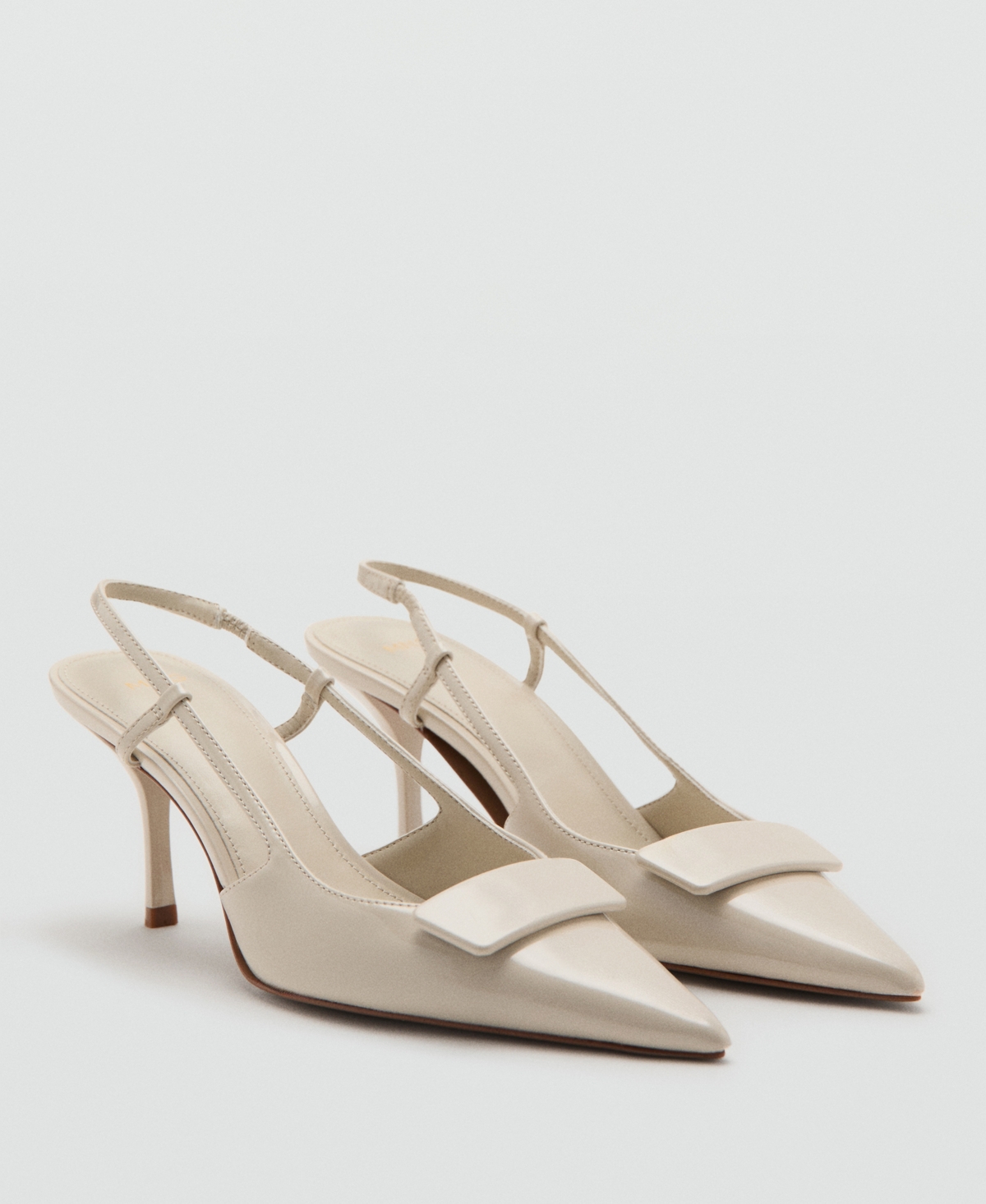 Click here for Mango Womens Patent Heeled Shoes - Ecru prices