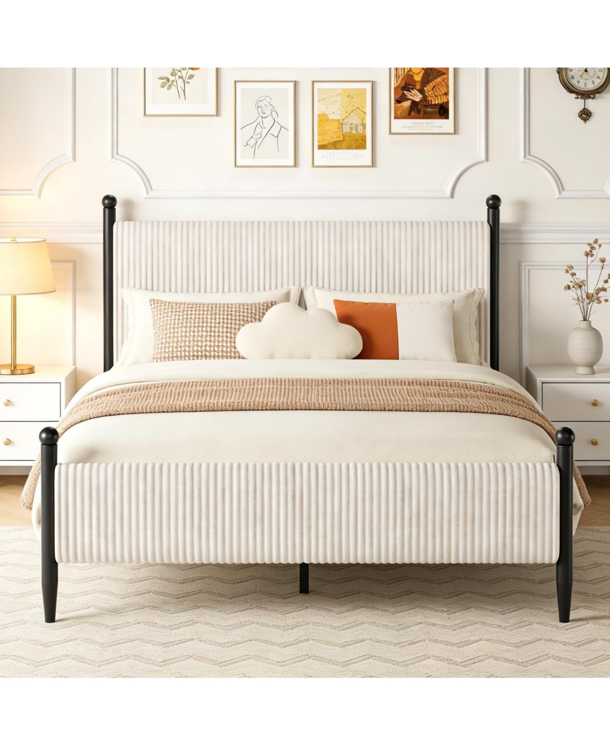 Click here for gaomon Bed Frame with Vertical Stripes headboard... prices