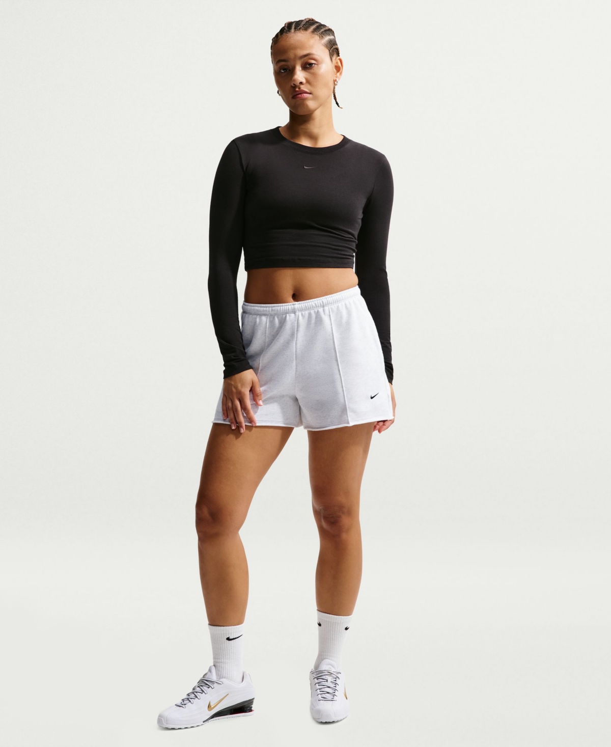 Click here for Nike Womens Mid-Rise French Terry Shorts - Birch H... prices
