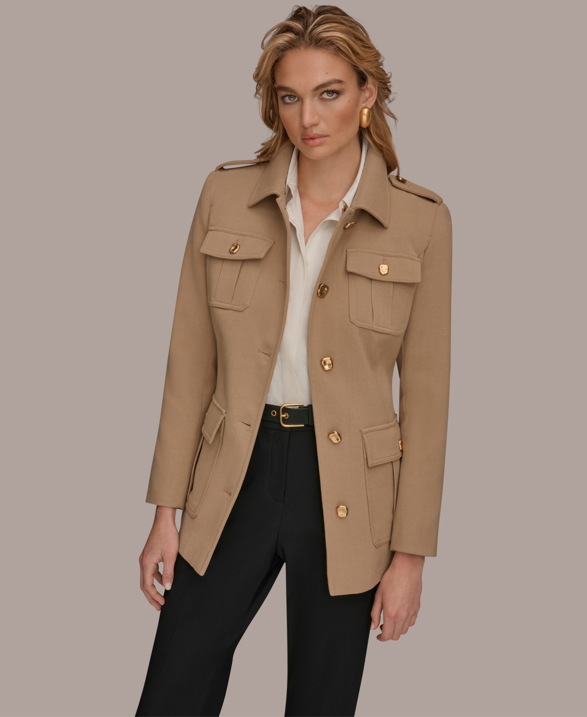 Click here for Donna Karan New York Womens Belted Crepe Jacket -... prices
