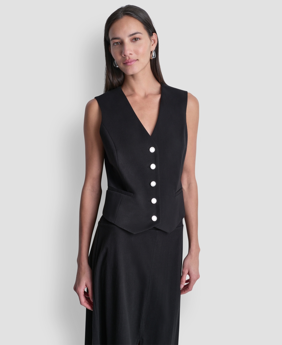 Click here for Dkny Womens Sleeveless V-Neck Arid Pique Vest - Bl... prices