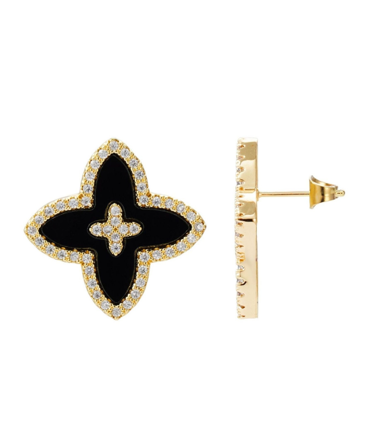 Click here for Adornia Gold Cz Black Statement Flower Stud Earrin... prices