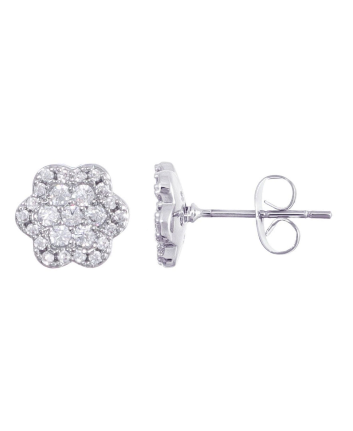 Click here for Adornia Silver Cz Flower Halo Stud Earrings - Silv... prices