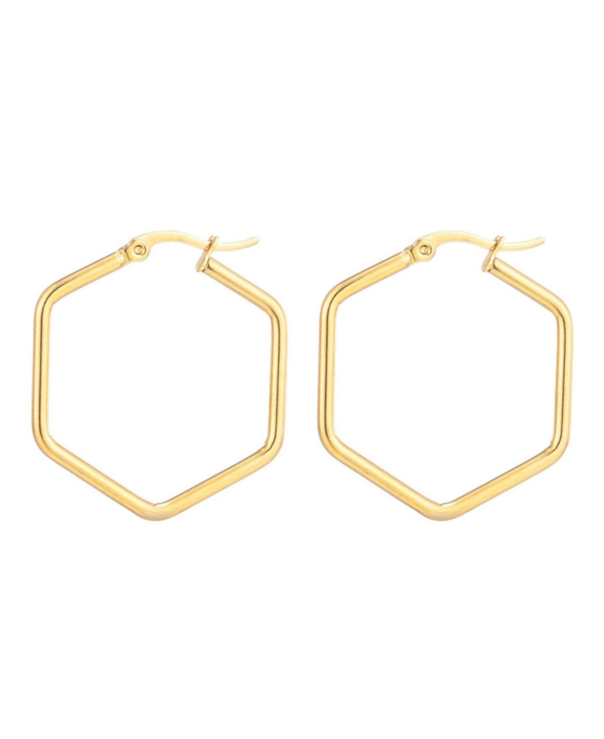 Click here for Adornia Tarnish Resistant Gold Hexagon Hoop Earrin... prices