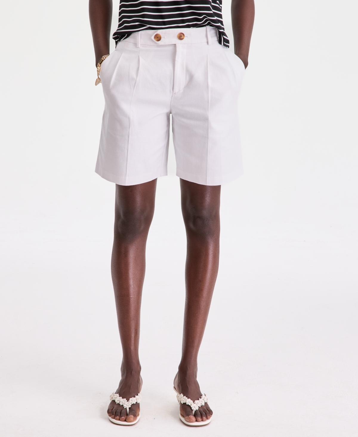 Click here for On 34th Womens High-Rise Linen-Blend Bermuda Short... prices