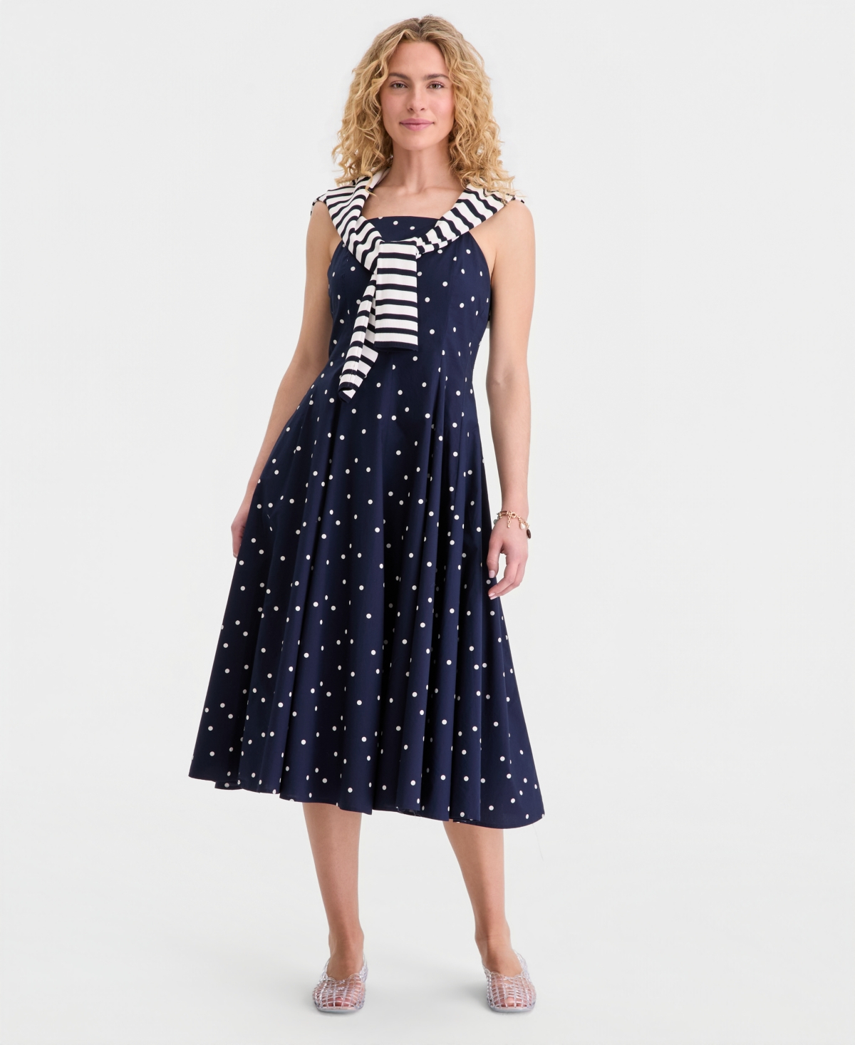 Click here for On 34th Womens Square-Neck Seamed Fit & Flare Midi... prices