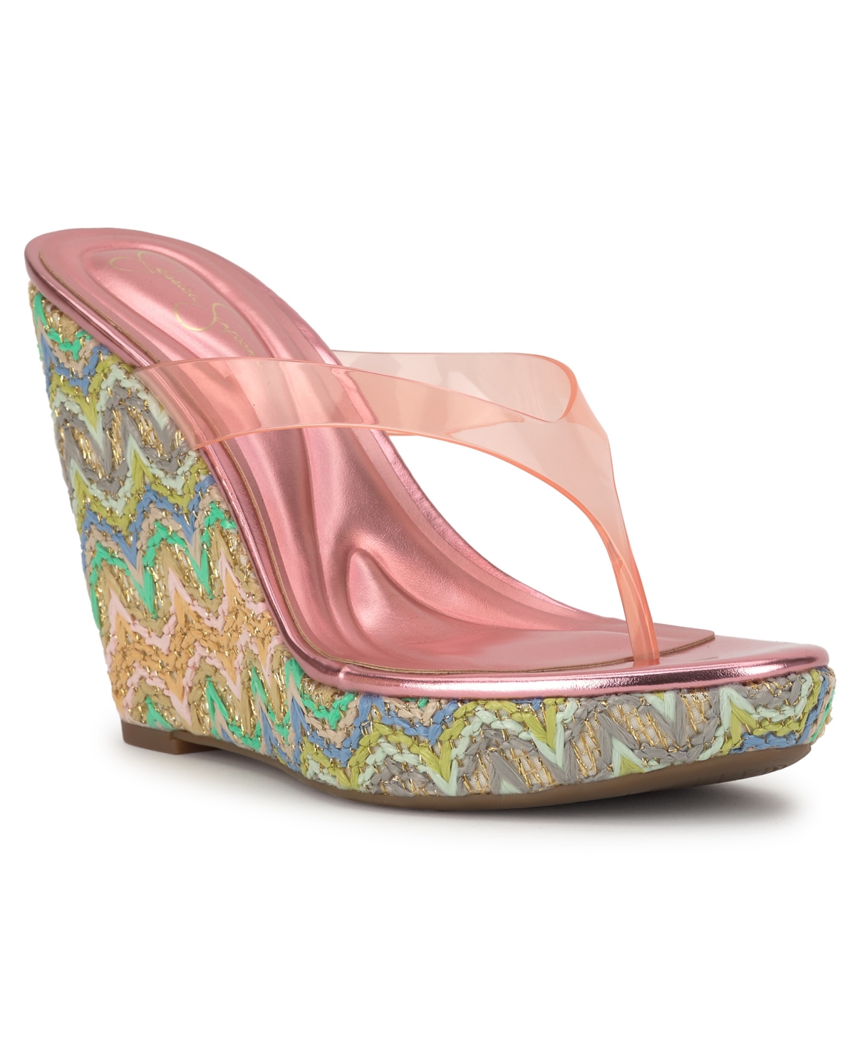 Click here for Jessica Simpson Womens Jyseta Vinyl Thong Wedge Sa... prices