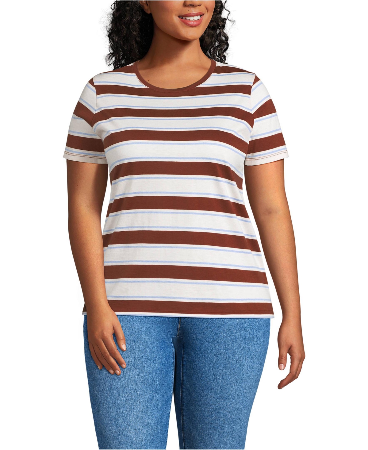 Click here for Lands End Plus Size Relaxed Supima Cotton Crew Nec... prices