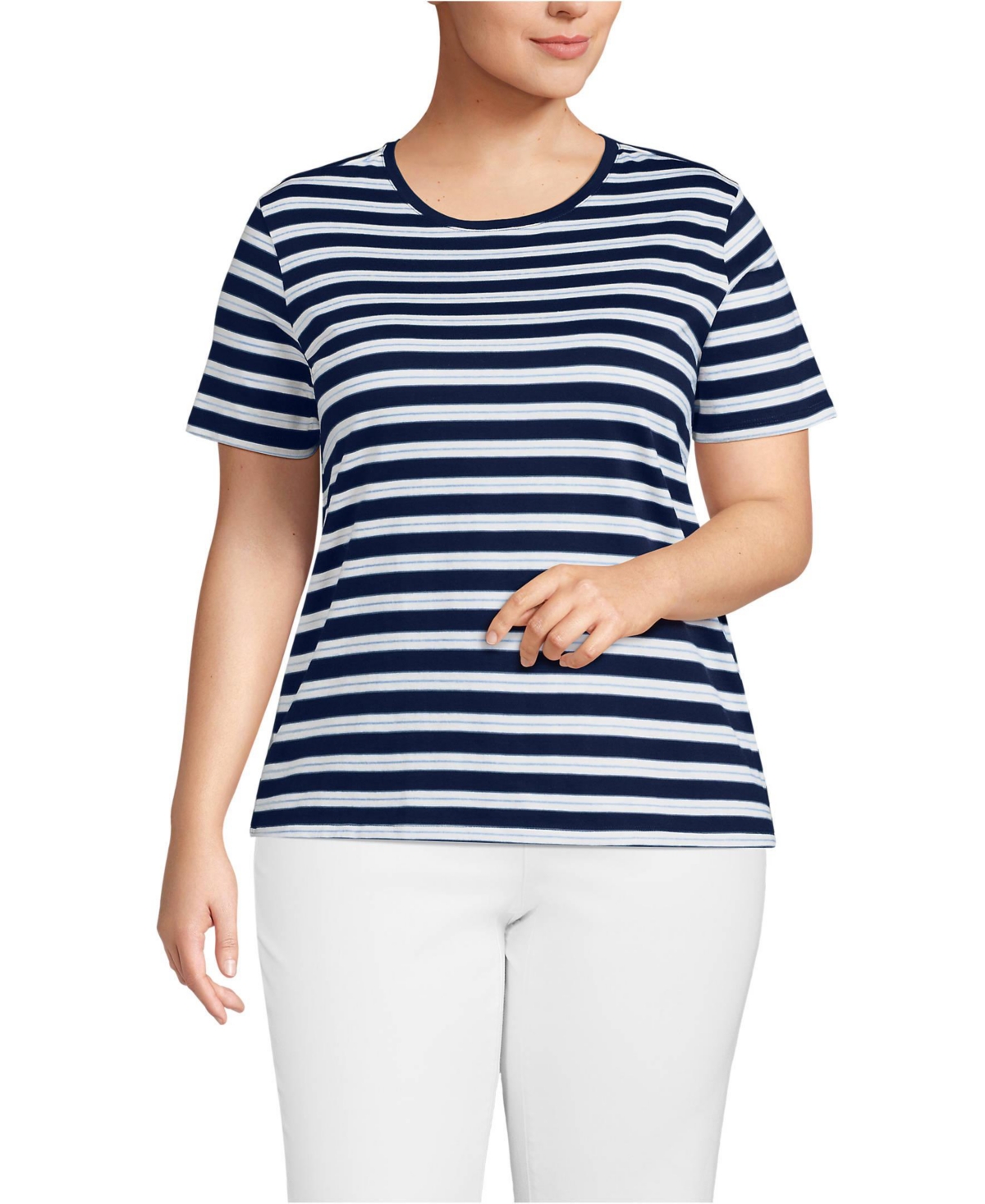 Click here for Lands End Plus Size Relaxed Supima Cotton Crew Nec... prices