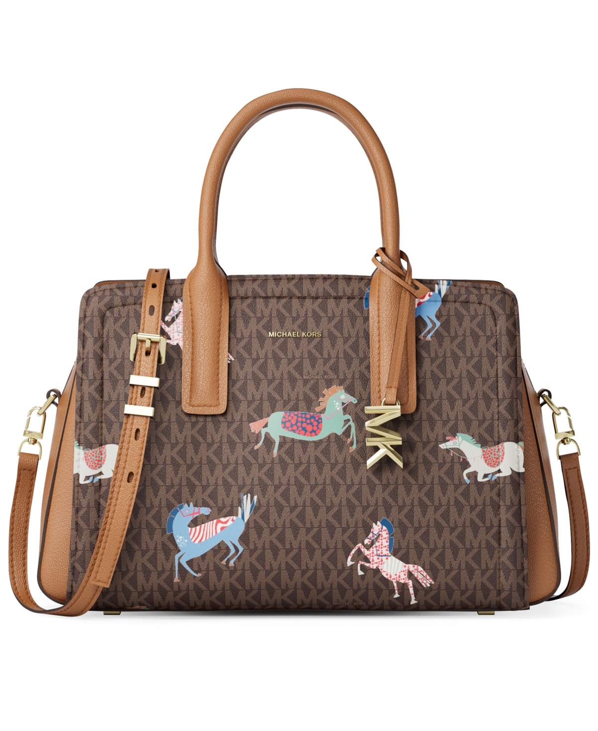 Click here for Michael Michael Kors Laila Small Satchel Bag - Bro... prices