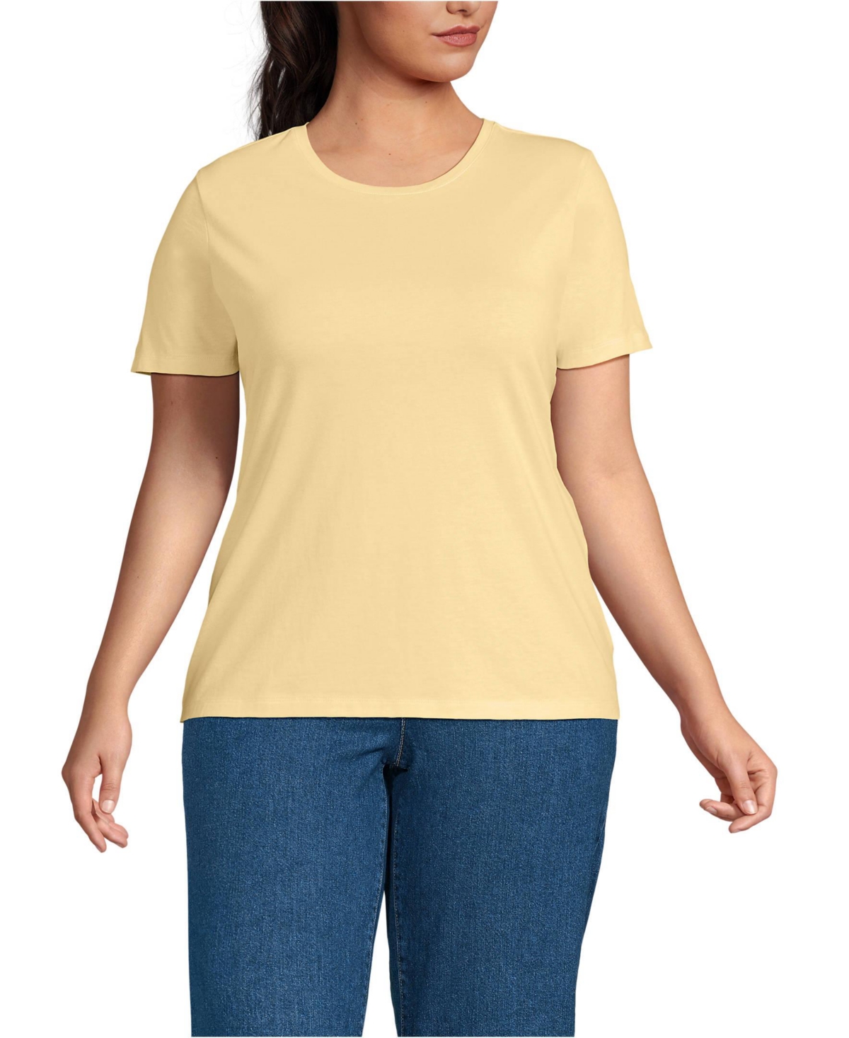 Click here for Lands End Plus Size Relaxed Supima Cotton Crew Nec... prices