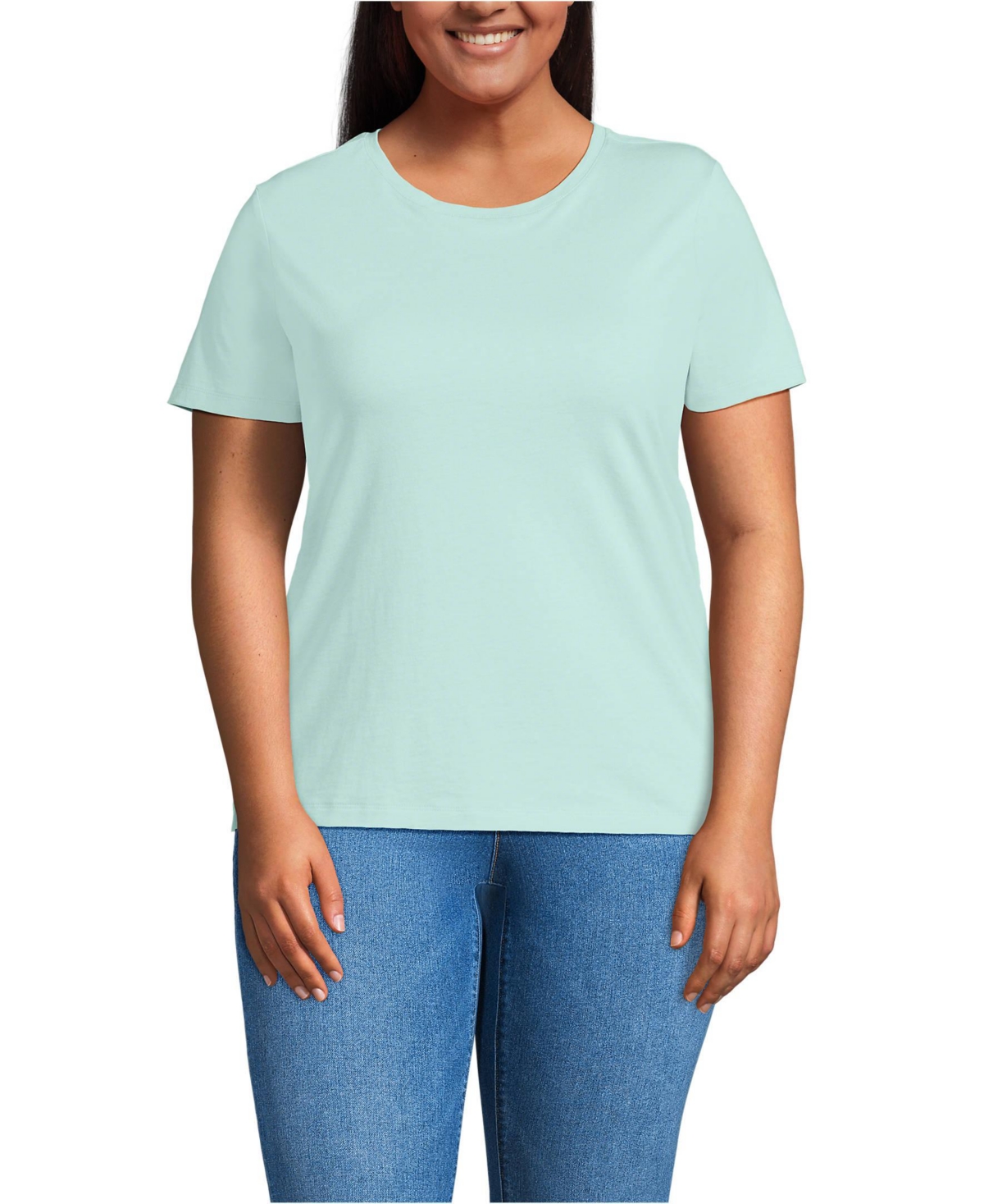 Click here for Lands End Plus Size Relaxed Supima Cotton Crew Nec... prices