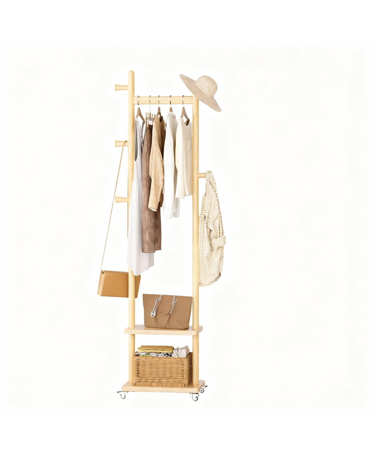 Click here for Yigii Solid Wood Freestanding Coat Rack with Wheel... prices