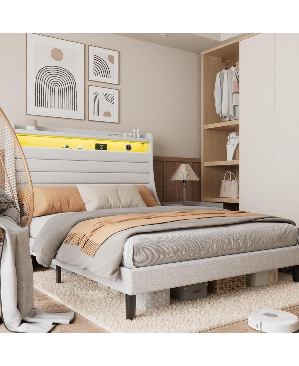 Click here for gaomon Bed Frame with Storage Headboard  Charging... prices