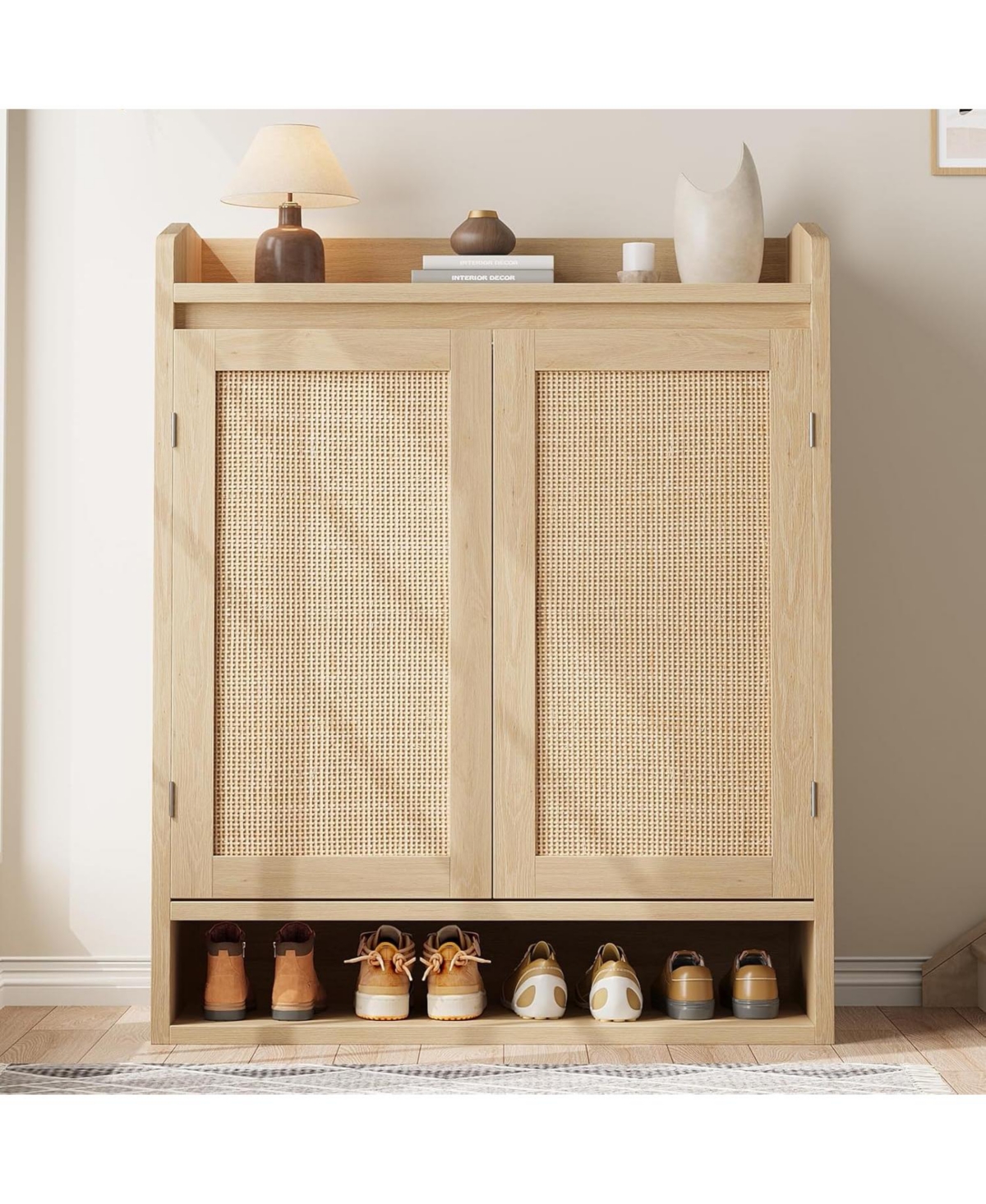 Click here for gaomon Shoe Cabinet with 2 Rattan Doors  Adjustabl... prices