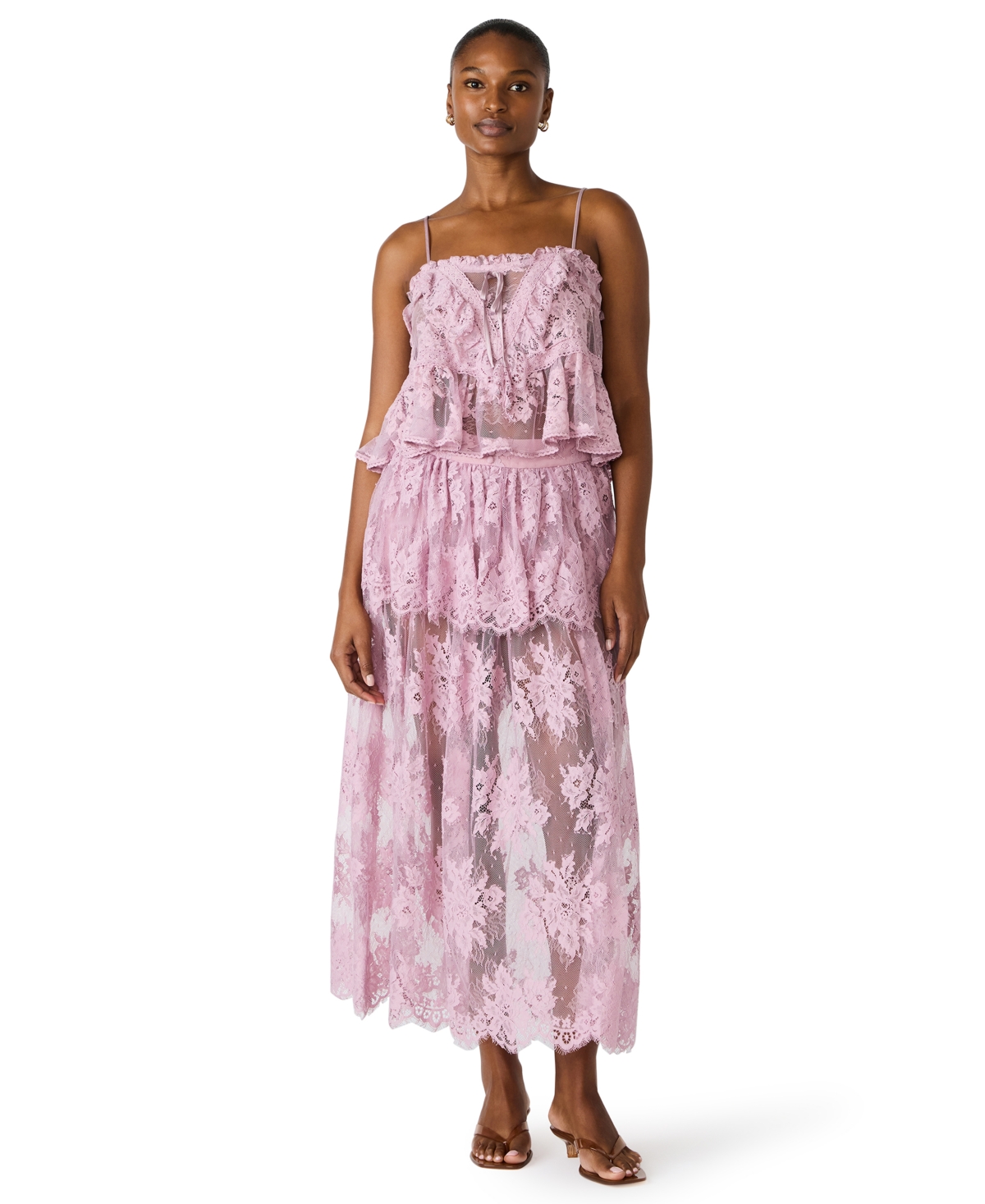 Click here for Steve Madden Womens Arietty Square Neck Top - Mauv... prices