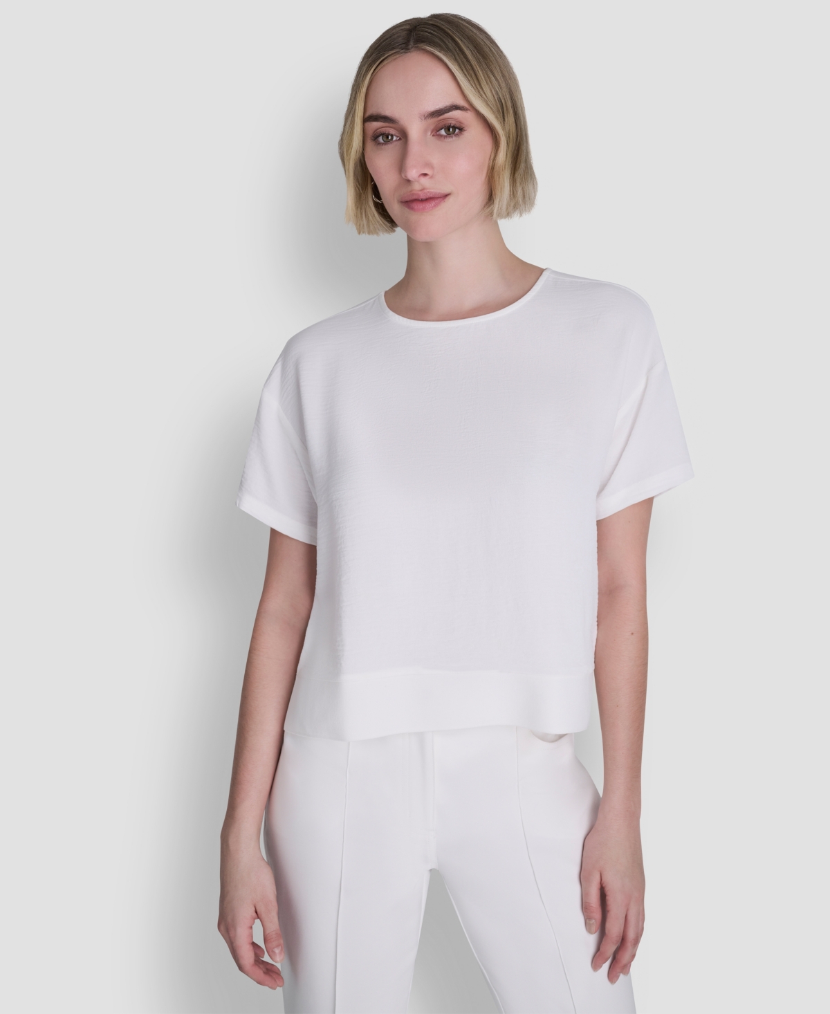 Click here for Dkny Womens Textured Woven Short-Sleeve Crew Neck... prices