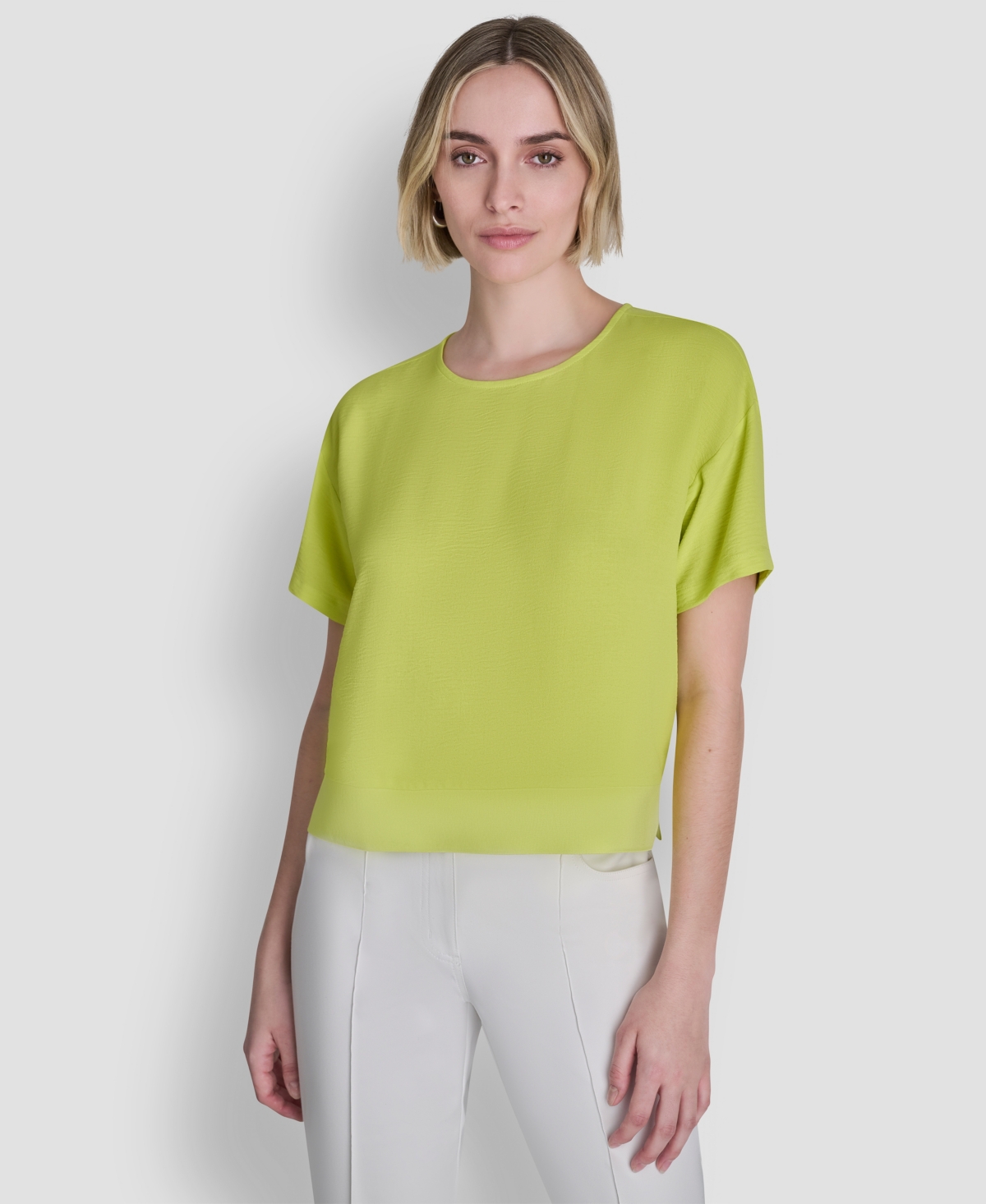 Click here for Dkny Womens Textured Woven Short-Sleeve Crew Neck... prices