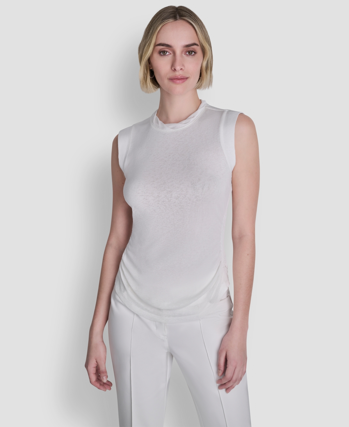 Click here for Dkny Womens Printed Tissue Knit Sleeveless Crew Ne... prices