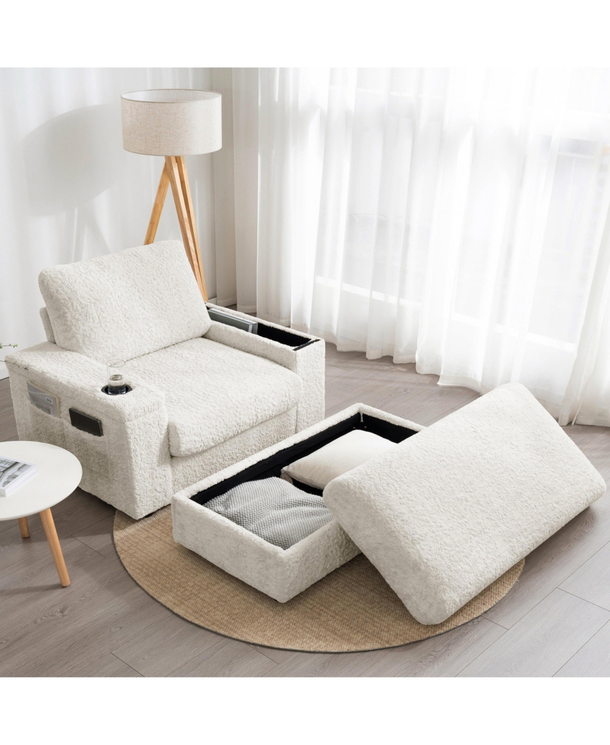 Click here for Boyel Living Faux Rabbit Fur Sofa with Storage Ott... prices