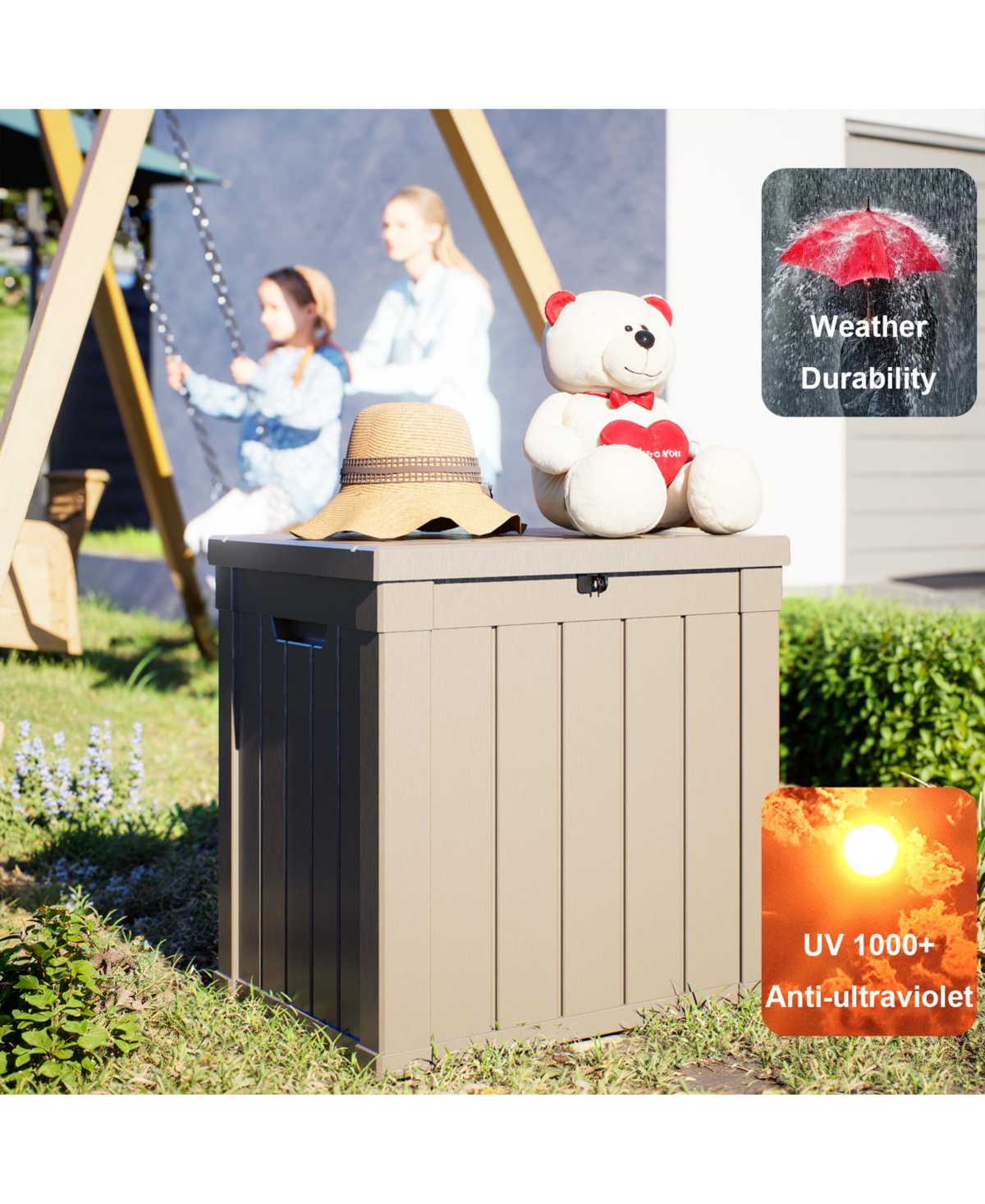 Click here for Cesicia 50 Gallon Deck Box with Wood Grain - Locka... prices