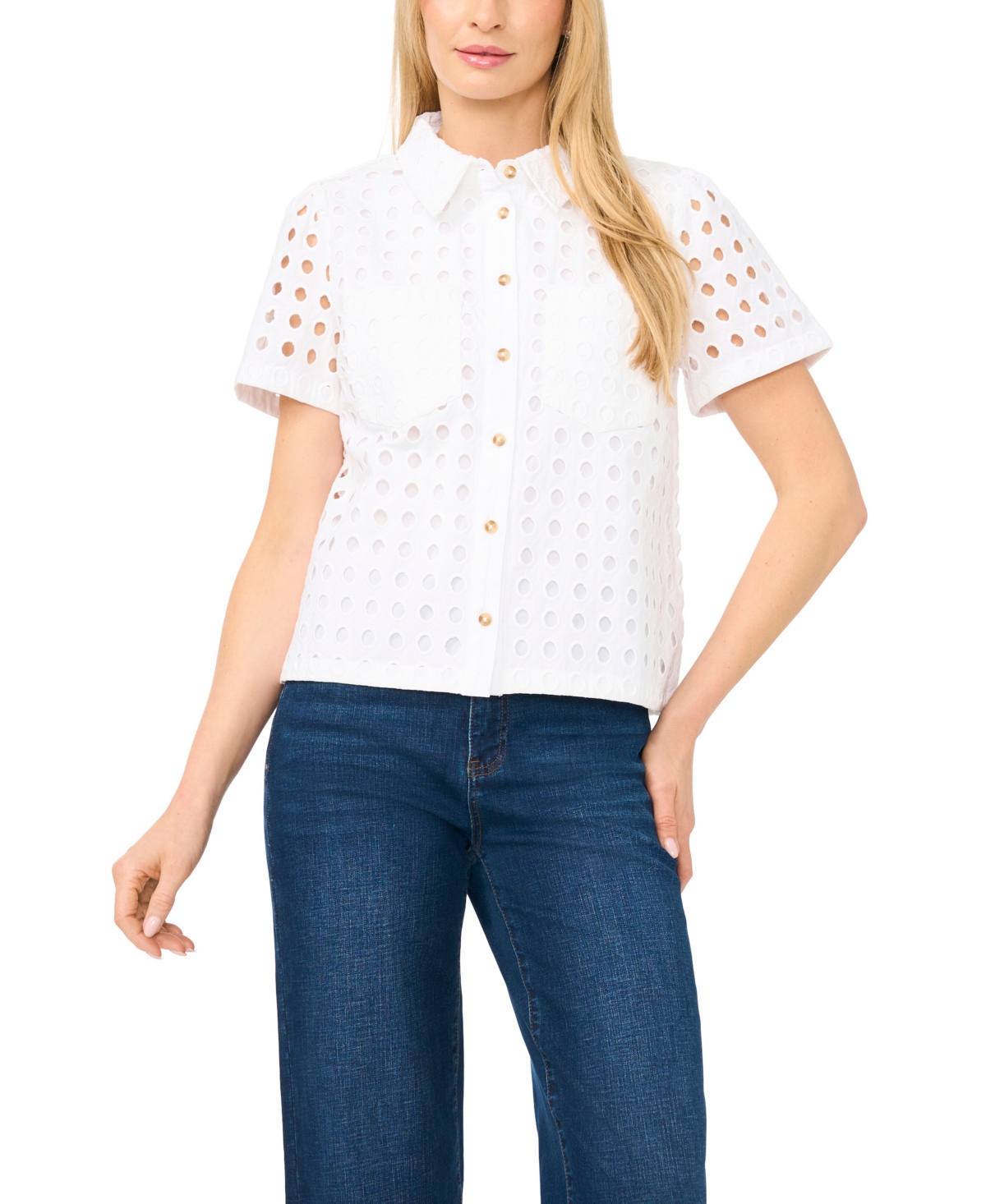 Click here for CeCe Womens Short-Sleeve Collared Button-Down Shir... prices